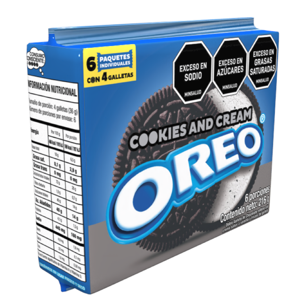 Galleta Oreo Cookies And Cream 6 Paquetes 216Gr | SuperBooM